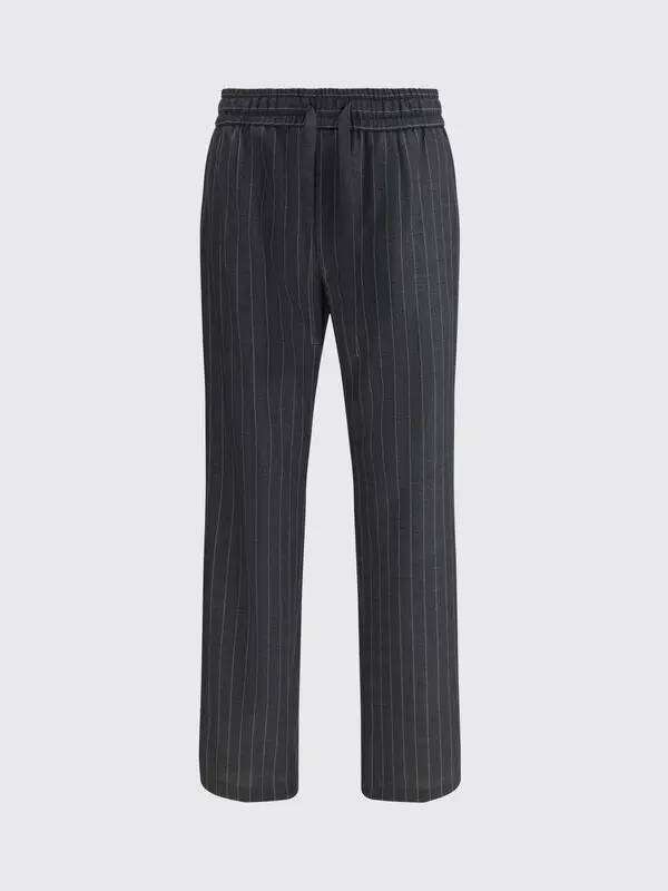 Dolce & Gabbana Pinstriped Wool Drawstring Trousers - Striped