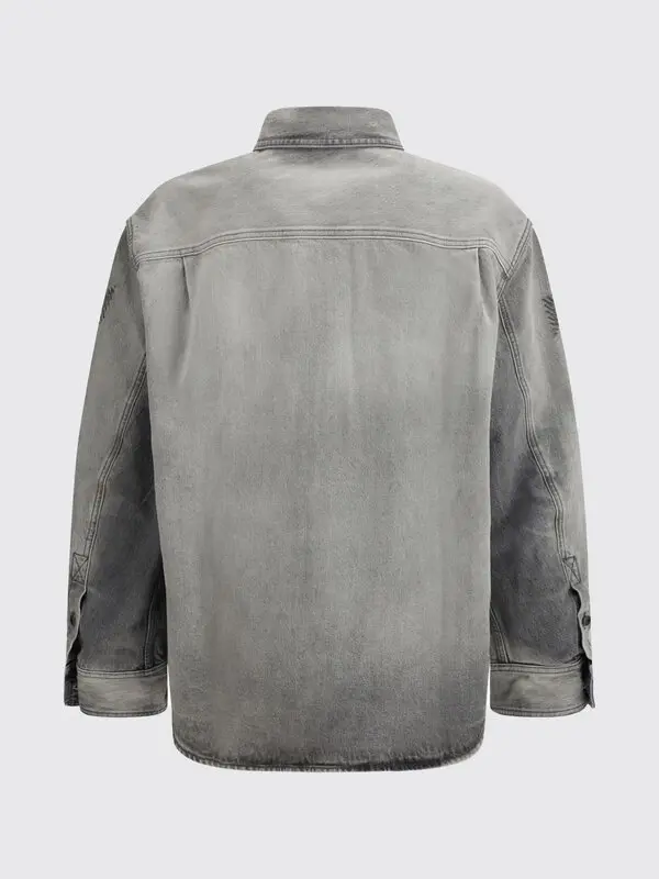 Off-White Cotton Denim Shirt With Logo Print
