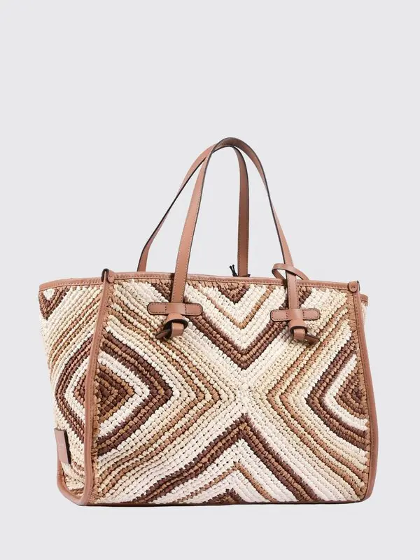 GIANNI CHIARINI Marcella Crochet Raffia Shoulder Bag - Brown