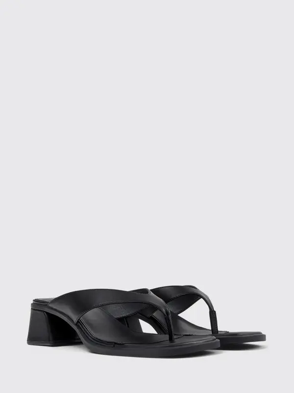 Camper Heeled Thong Sandals - Black