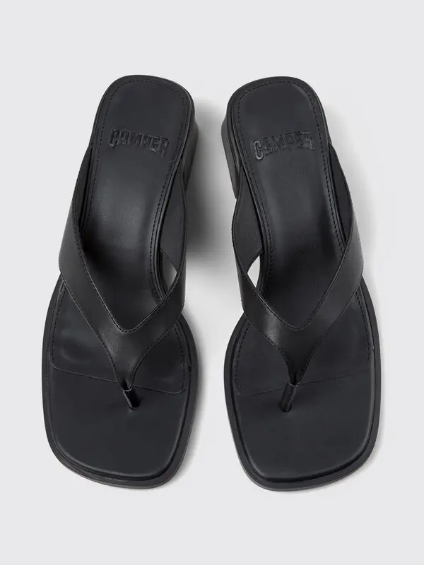 Camper Heeled Thong Sandals - Black