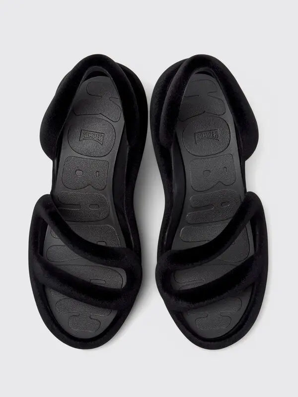 Camper Kobarah Velvet Slingback Sandals - Black