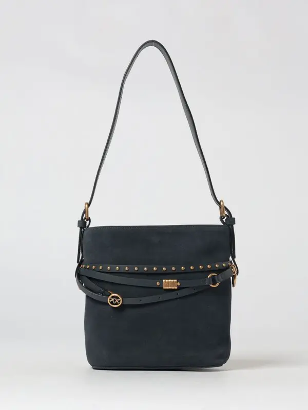 Pinko Suede Shoulder Bag - Charcoal