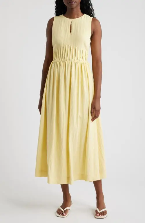 Moon River Sleeveless Keyhole Midi Dress - Yellow