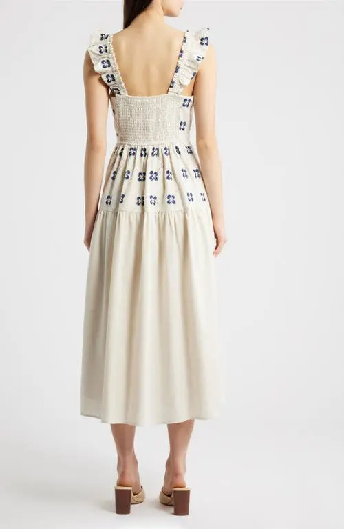 Moon River Floral Embroidered Sundress - Navy Multi