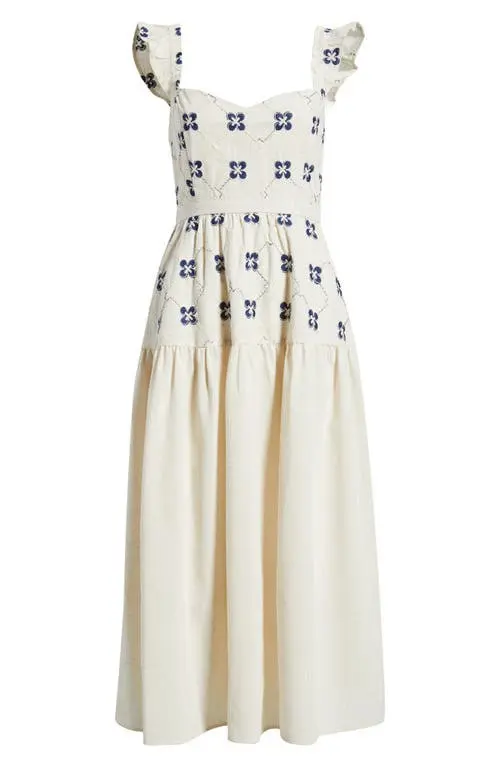 Moon River Floral Embroidered Sundress - Navy Multi