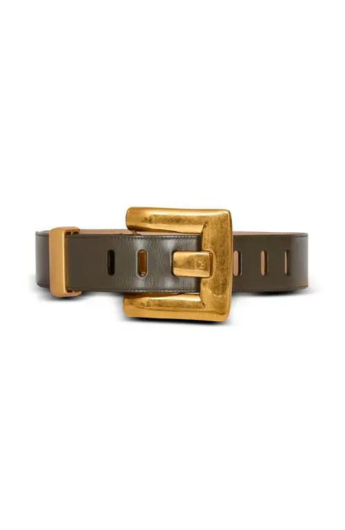 Balmain Anthem Calfskin Leather Belt - Green