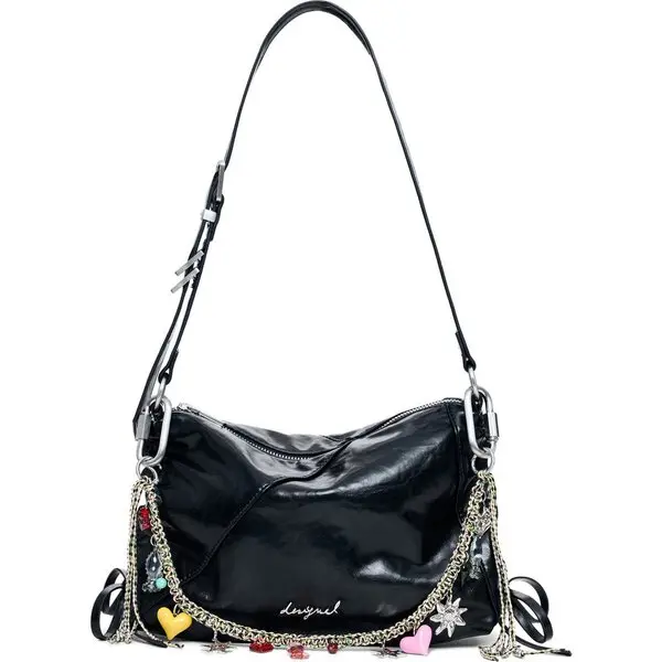Desigual Charm Strap Faux Leather Shoulder Bag - Black