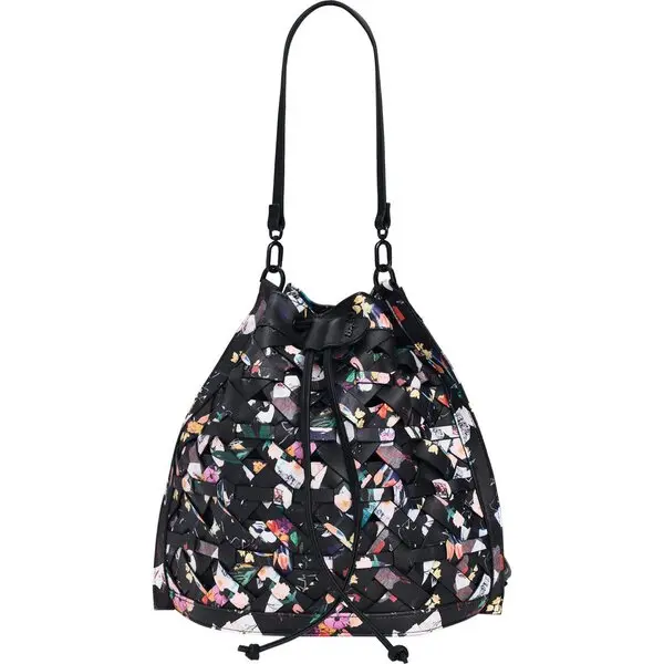 Desigual Floral Woven Faux Leather Backpack - Black