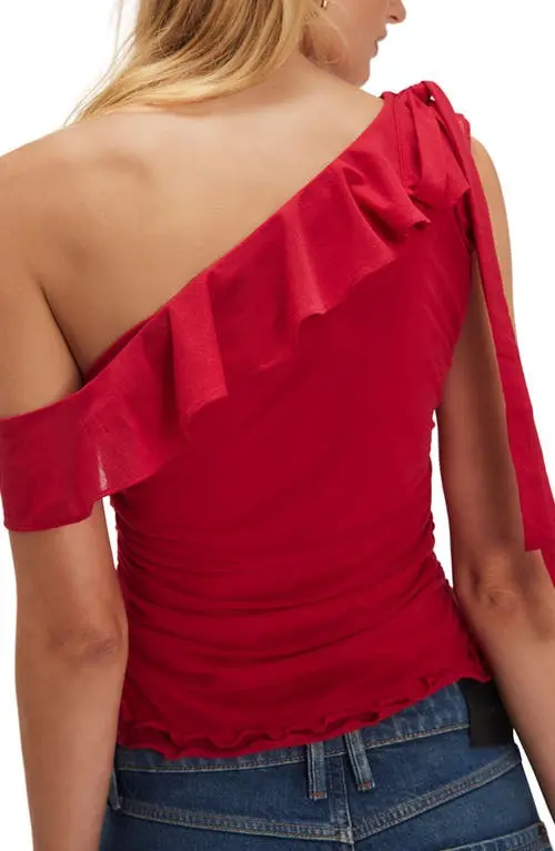 Free People Isla Ruffle One-shoulder Crop Top - Wild Berry