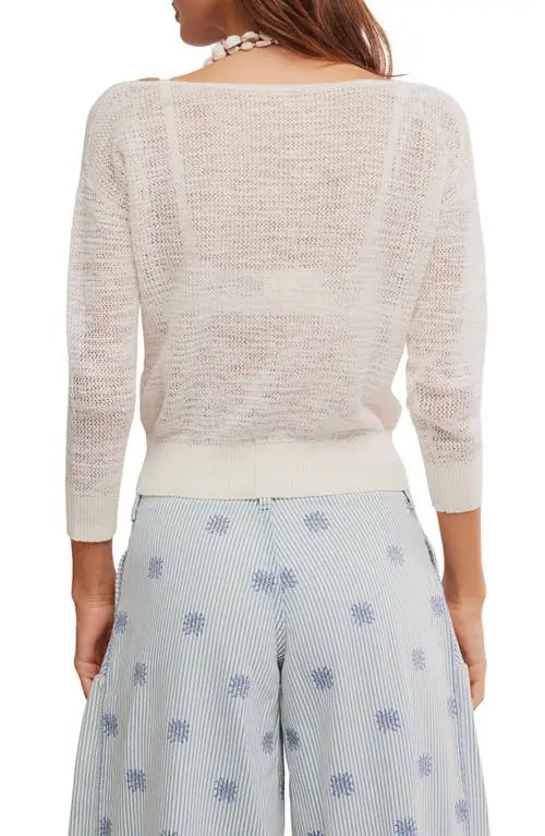 Free People Open Stitch Crop Linen Blend Sweater
