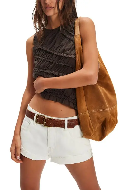 Free People Smocked Asymmetric Tank - Chocolate