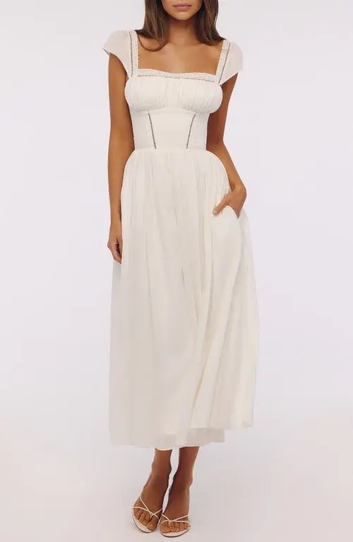 House Of Cb Thea Lace Trim Flare Maxi Dress - White