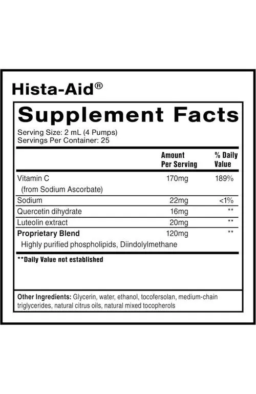QUICKSILVER SCIENTIFIC Nanoemulsified Hista-aid Vitamin C Quercetin And Luteolin Liquid Supplement - None