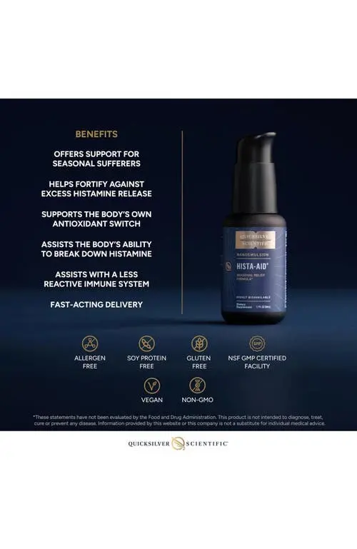 QUICKSILVER SCIENTIFIC Nanoemulsified Hista-aid Vitamin C Quercetin And Luteolin Liquid Supplement - None