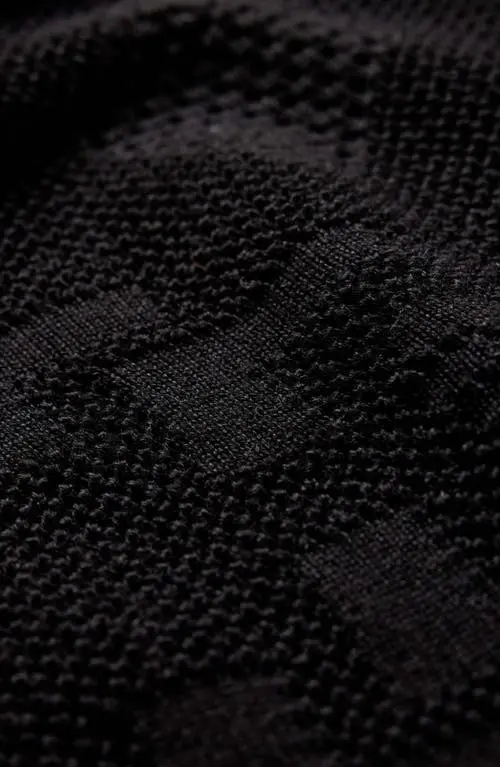 John Varvatos Corso Organic Cotton Diamond Crochet Polo - Black