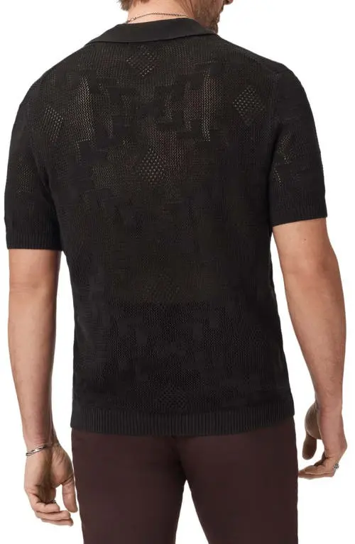 John Varvatos Corso Organic Cotton Diamond Crochet Polo - Brandy