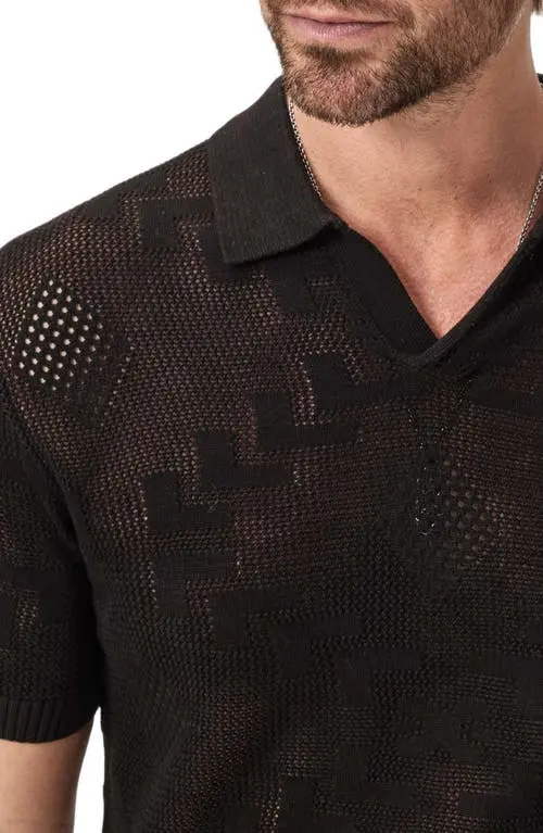 John Varvatos Corso Organic Cotton Diamond Crochet Polo - Brandy