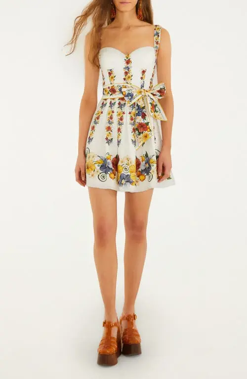 Farm Rio Tropi Floral Print Minidress - Tropi Off-white