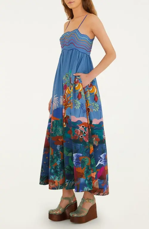 Farm Rio Dream Landscape Organic-cotton Sundress