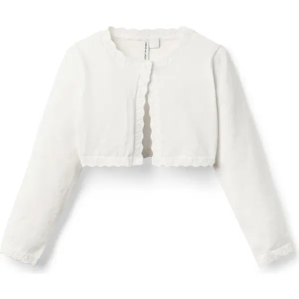 Janie And Jack Crochet Trim Cropped Cardigan - White