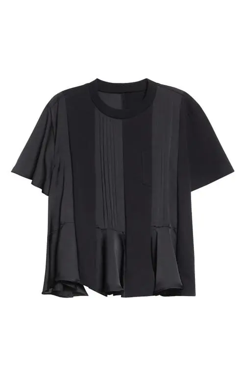 Sacai Mixed Media Satin & Jersey T-shirt - Black