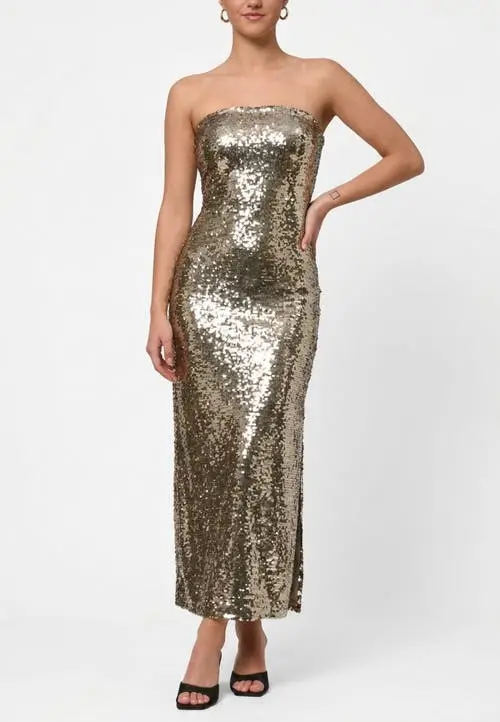 Rachel Rachel Roy Yuri Strapless Sequin Midi Dress - Silver