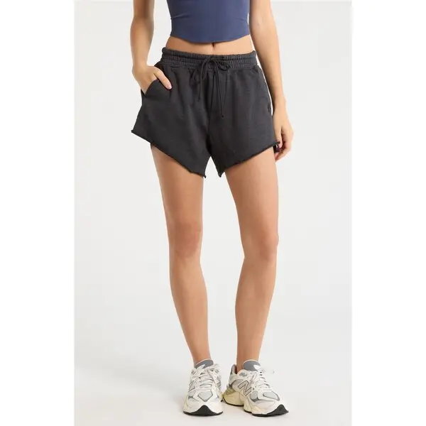 Free People Knockout Drawstring Relaxed Fit Shorts - Black
