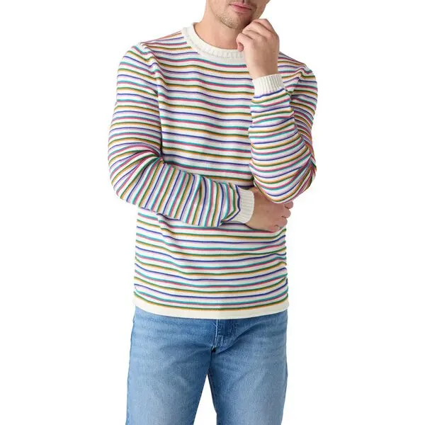 Robert Talbott Stripe Rollneck Sweater - White Multi