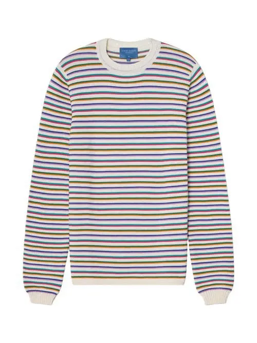 Robert Talbott Stripe Rollneck Sweater - White Multi