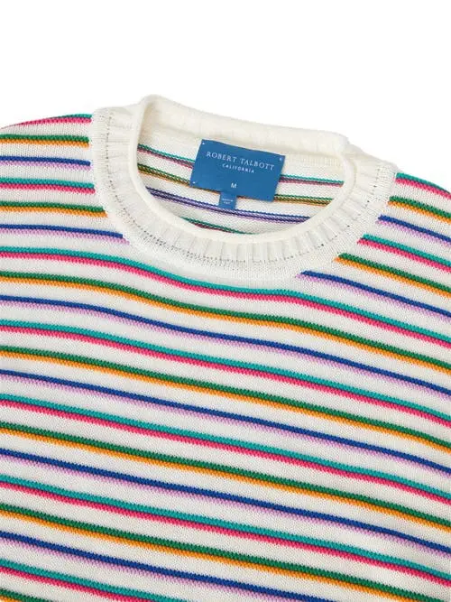 Robert Talbott Stripe Rollneck Sweater - White Multi