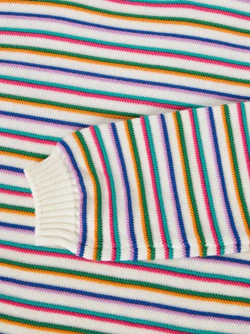 Robert Talbott Stripe Rollneck Sweater - White Multi