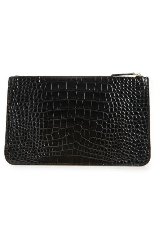 TOTEME Croc Embossed Leather Threefold Clutch - Black