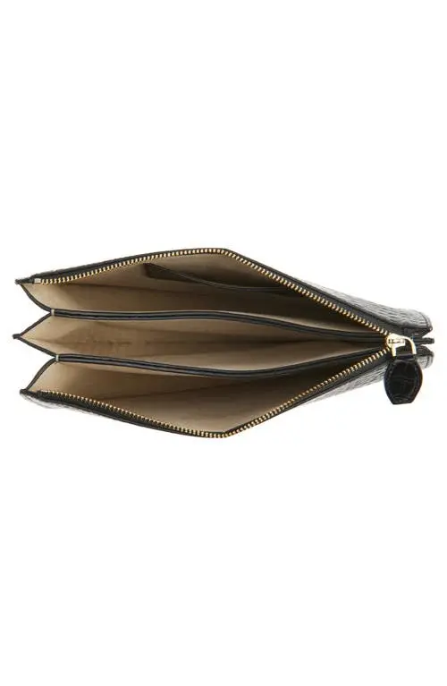 TOTEME Croc Embossed Leather Threefold Clutch - Black