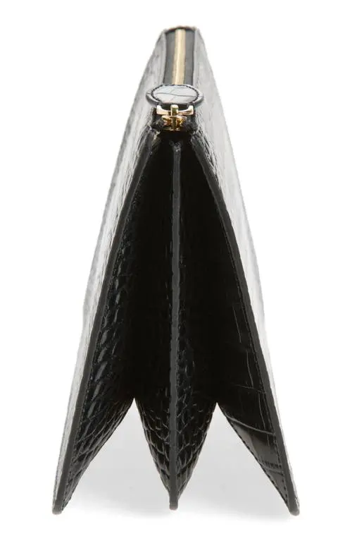 TOTEME Croc Embossed Leather Threefold Clutch - Black