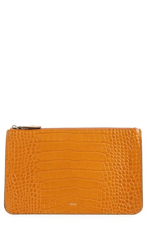 TOTEME Croc Embossed Leather Threefold Clutch - Tangerine
