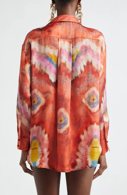 Zimmermann Kindred Spirit Alchemy Relaxed Silk Satin Button-up Shirt
