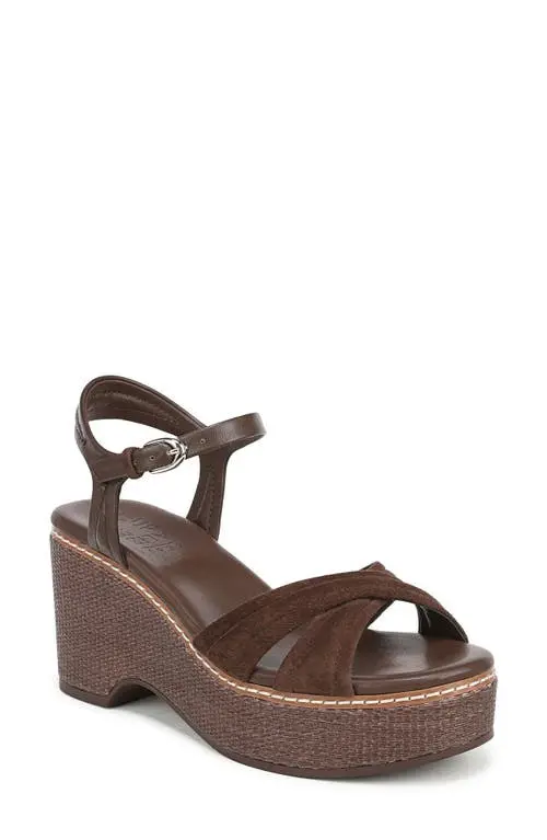 Naturalizer Dovie Platform Wedge Sandals - Chocolate Bar Brown