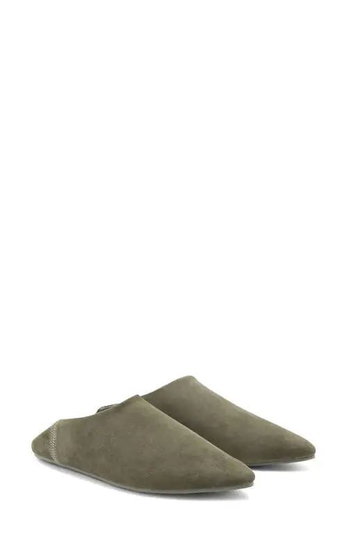 Mango Leather Collapsible Heel Shoe - Khaki Green