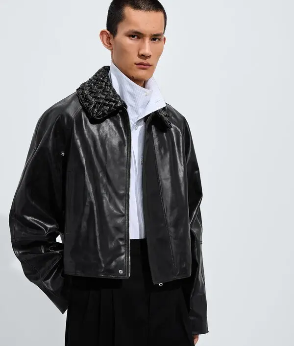 Bottega Veneta Cracked Leather Jacket - Double Black
