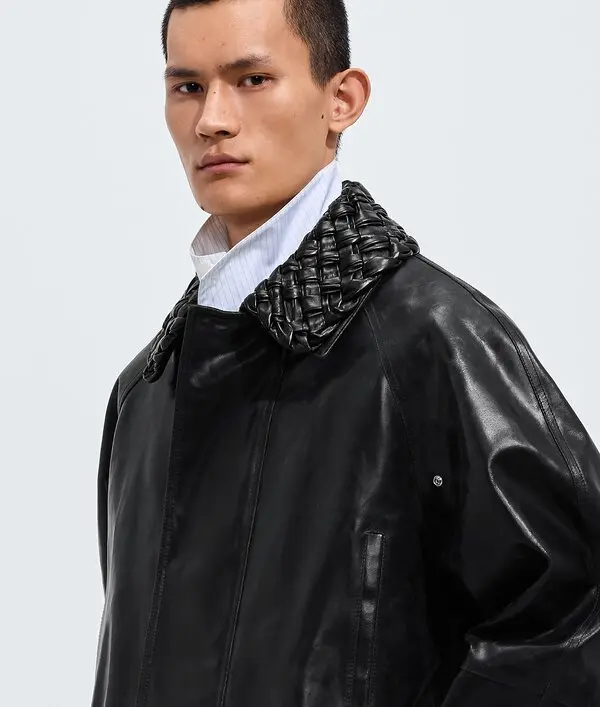 Bottega Veneta Cracked Leather Jacket - Double Black