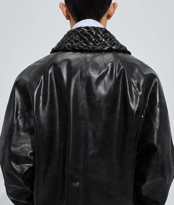 Bottega Veneta Cracked Leather Jacket - Double Black
