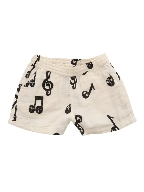 MINI RODINI Printed Muslin Bermuda Shorts - White