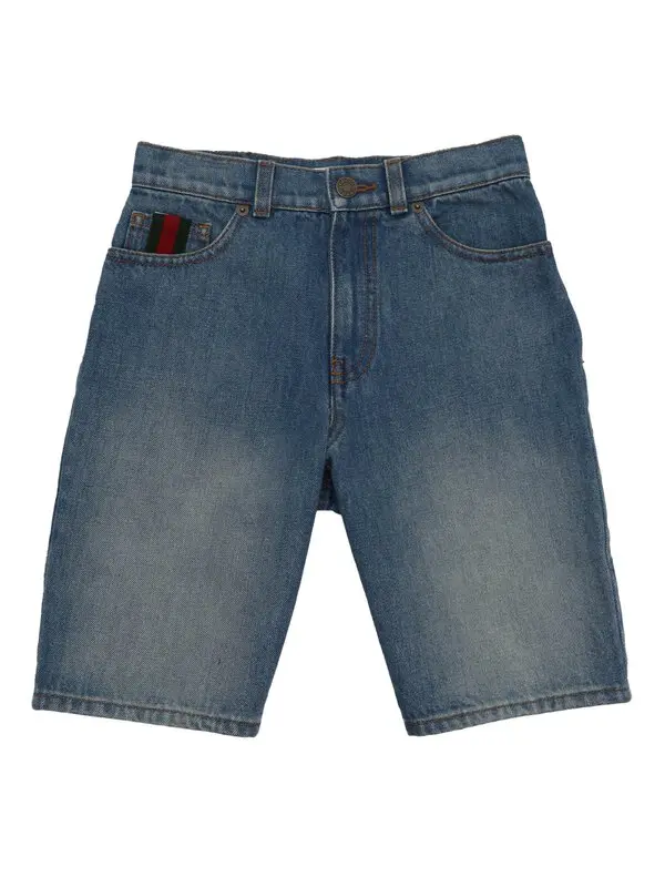 Gucci Washed Cotton Denim Bermuda Shorts - Blu