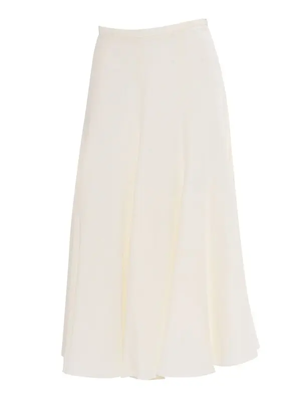 Fabiana Filippi Viscose Linen Flared Midi Skirt - White