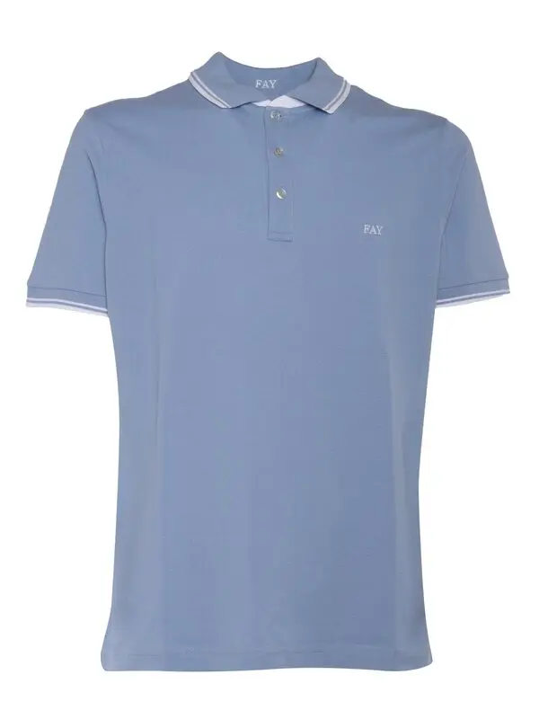 FAY Polo Db Collar Piquet Str. Stripes - Blue