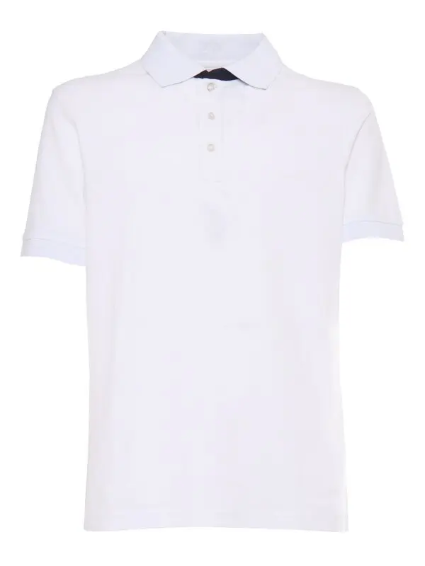 FAY Polo Db Collar Piquet Str. Bicolor - White