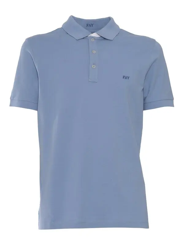 FAY Polo Db Collar Piquet Str. Bicolor - Blue