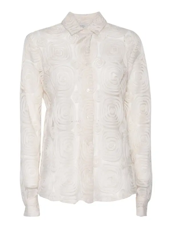 MAZZARELLI CAMICIE Tulle Shirt With Embroidered Roses