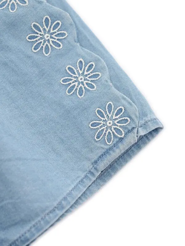 Chloé Denim Scalloped Hem Shorts